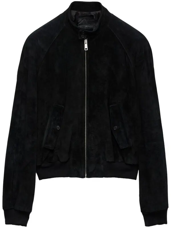 Prada Suede Bomber Jacket - Black
