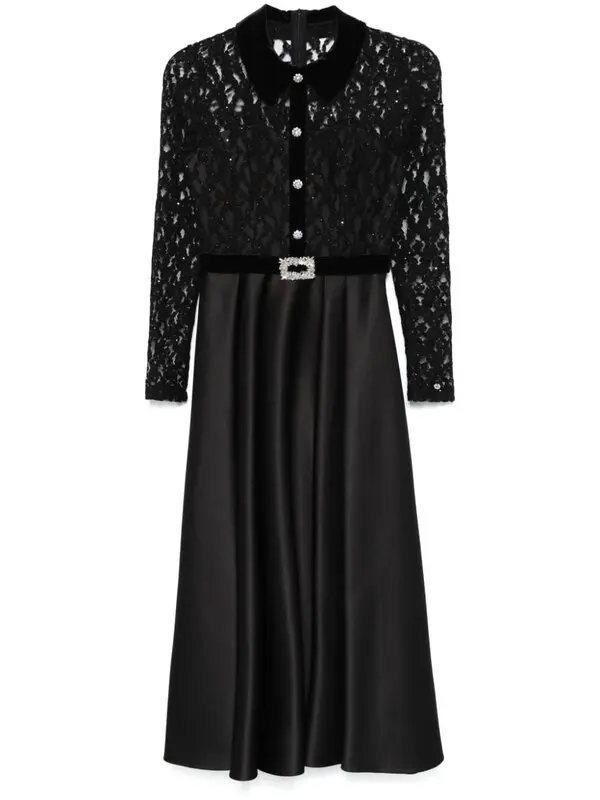 NISSA Crystal-embellished Taffeta Midi Dress