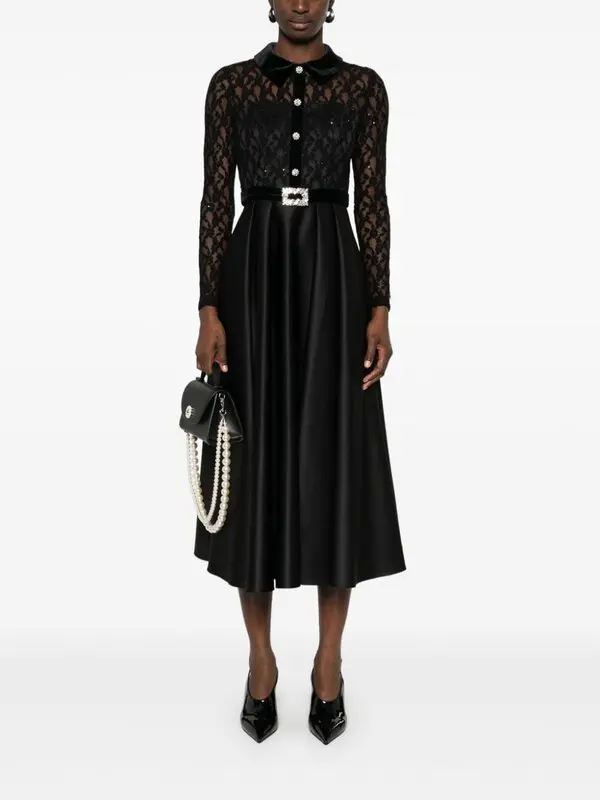 NISSA Crystal-embellished Taffeta Midi Dress