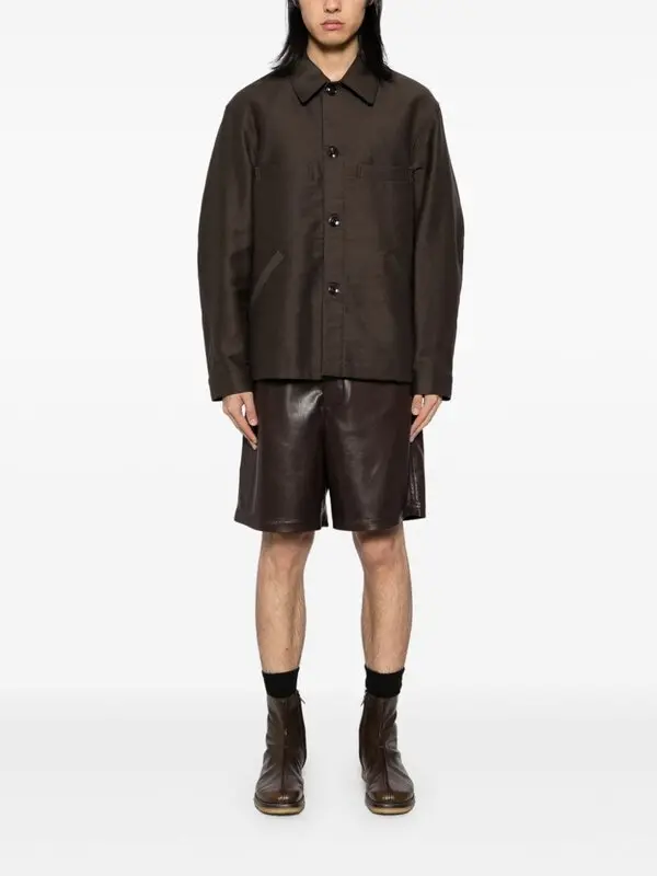 Lemaire Twisted Sleeved Workwear Jacket In Brown - 70% Off