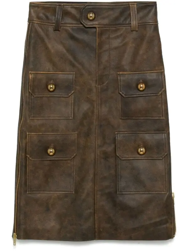 Vaquera Lambskin Leather Skirt