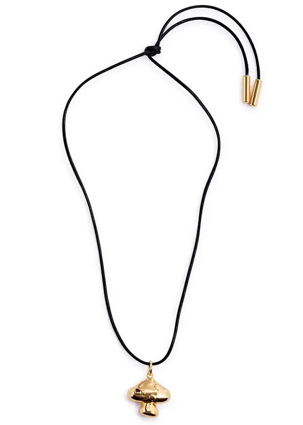 Timeless Pearly Mushroom Pendant Necklace - Black