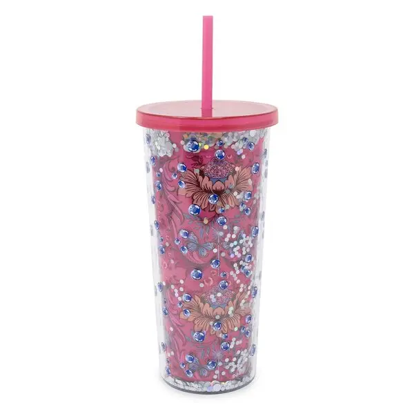 VERA BRADLEY Wicked Tumbler With Straw In She's So Good - Pink