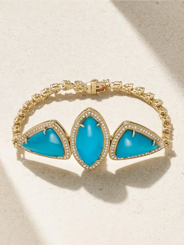 Jacquie Aiche Lizette 14-karat Turquoise And Diamond Bracelet