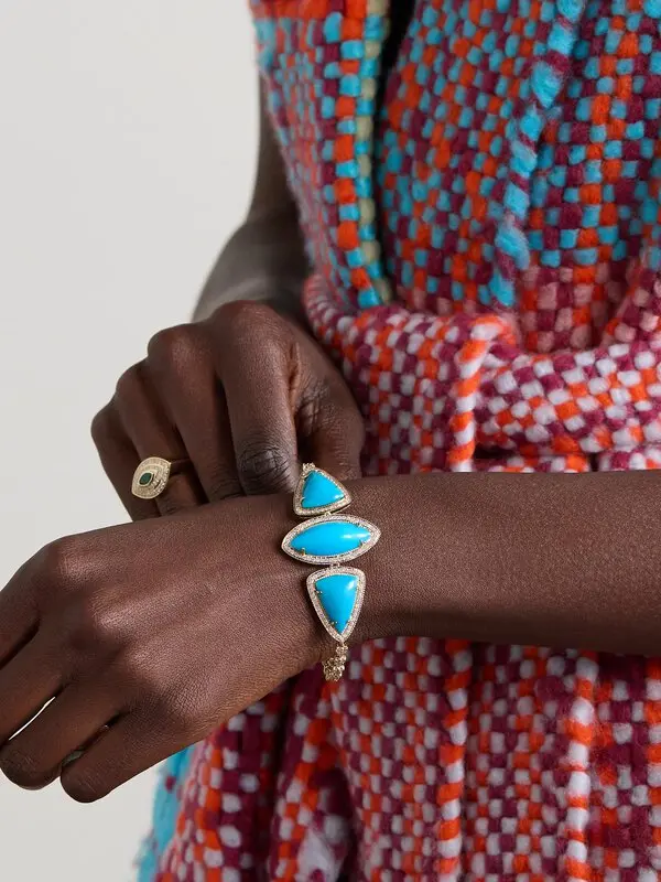 Jacquie Aiche Lizette 14-karat Turquoise And Diamond Bracelet