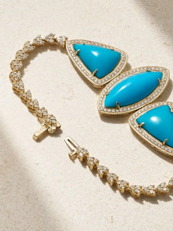 Jacquie Aiche Lizette 14-karat Turquoise And Diamond Bracelet