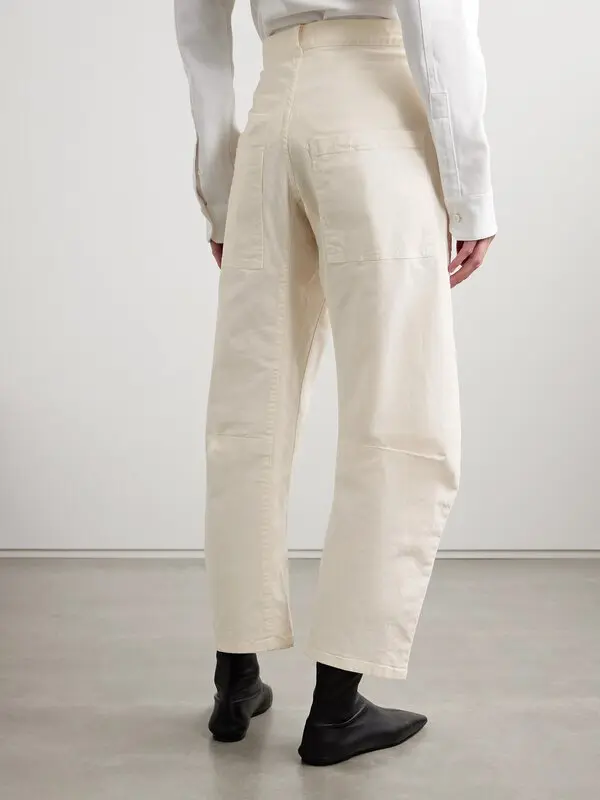 NILI LOTAN Shon Cotton-blend Twill Barrel-leg Pants - Neutrals