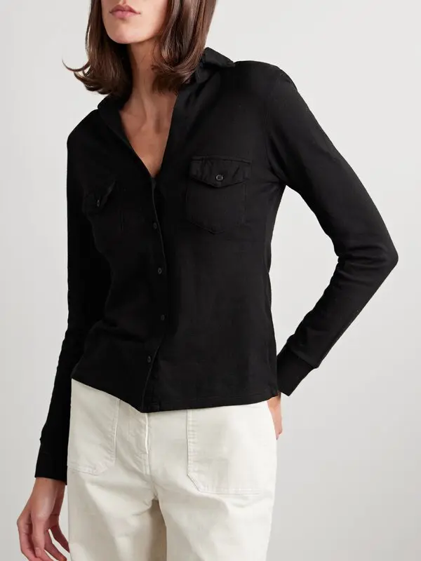 NILI LOTAN Liam Cotton-jersey Shirt - Black