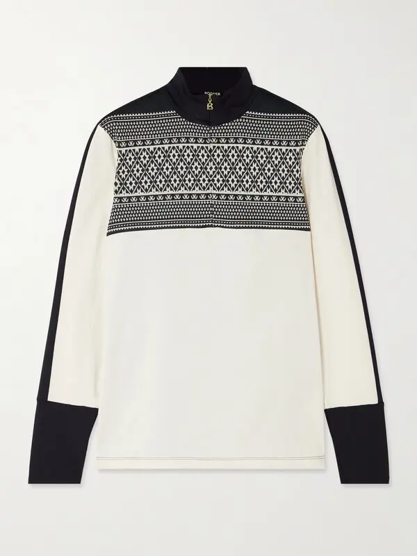 Bogner Elissa Intarsia Knit-trimmed Base Layer - Ivory