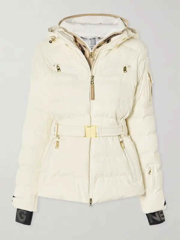 Bogner Ellya Layered Belted Quilted Ski Jacket - Cream