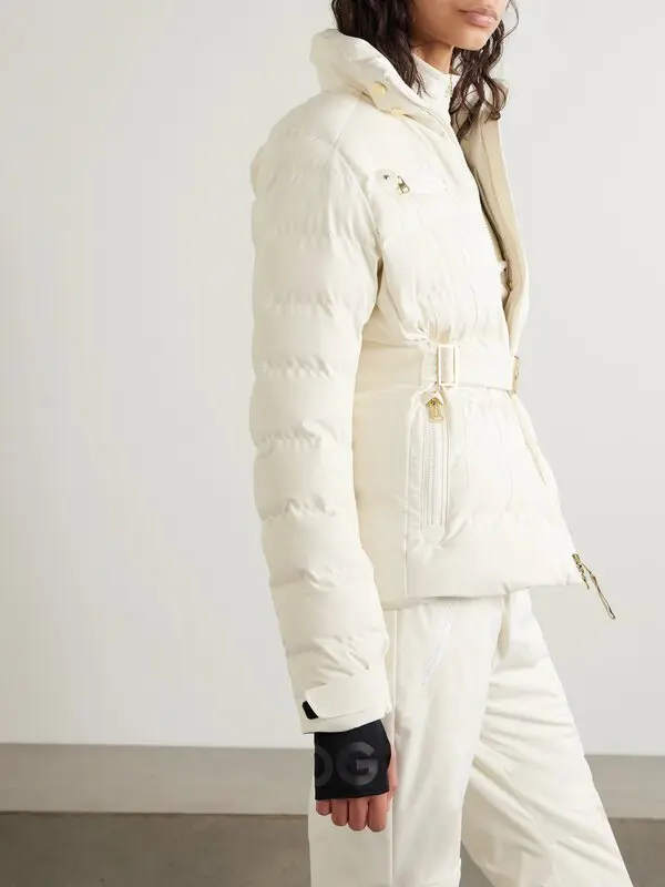 Bogner Ellya Layered Belted Quilted Ski Jacket - Cream