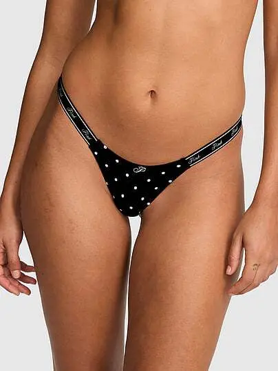 Pink Logo Teeny Thong Panty - Print