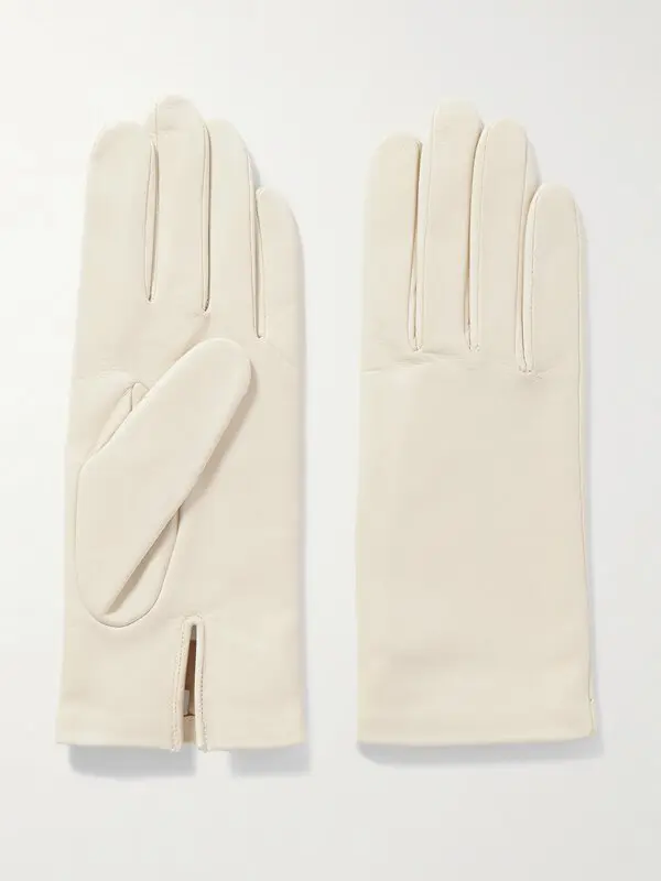 AGNELLE Kate Leather Gloves - Neutrals