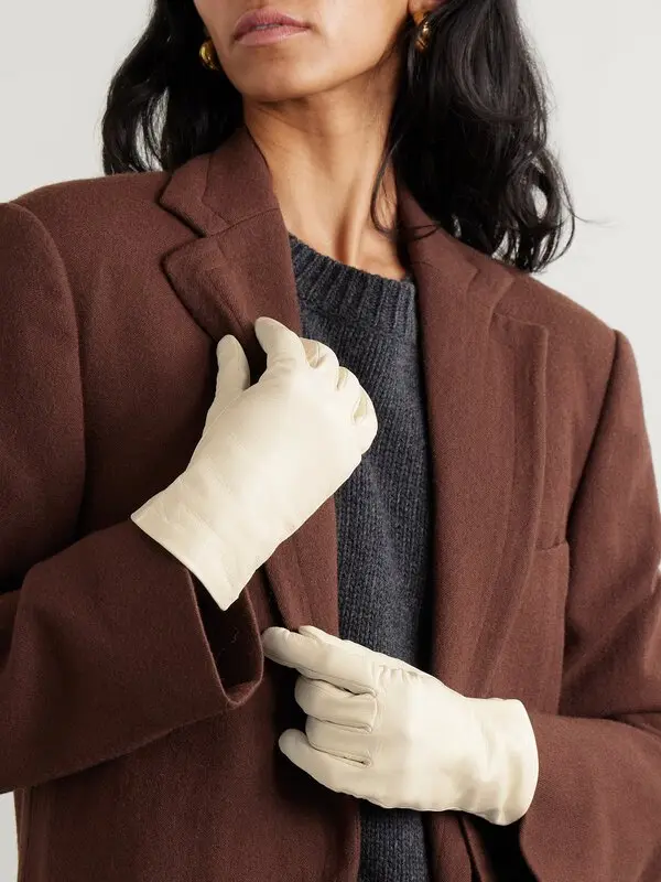 AGNELLE Kate Leather Gloves - Neutrals