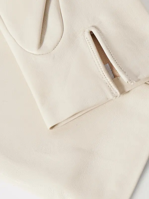 AGNELLE Kate Leather Gloves - Neutrals