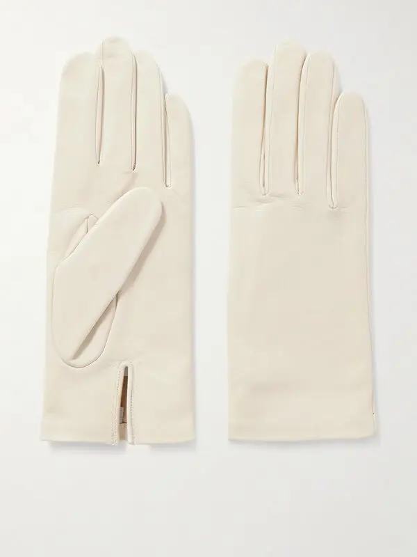 AGNELLE Kate Leather Gloves - Neutrals