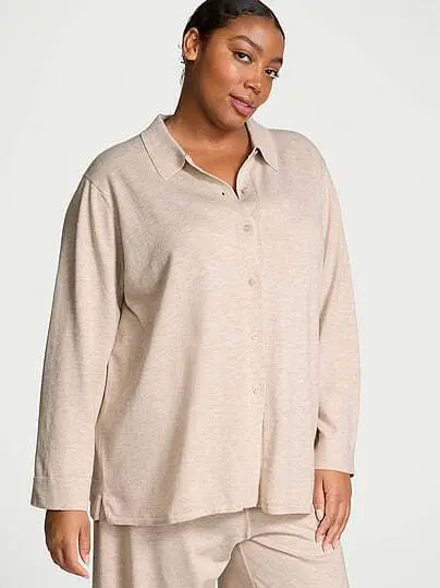 Victoria's Secret Luxe Crème Knit Button-up Shirt
