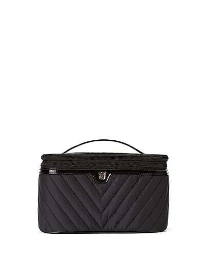 Victoria's Secret Express Train Case With Striped Pattern - Black