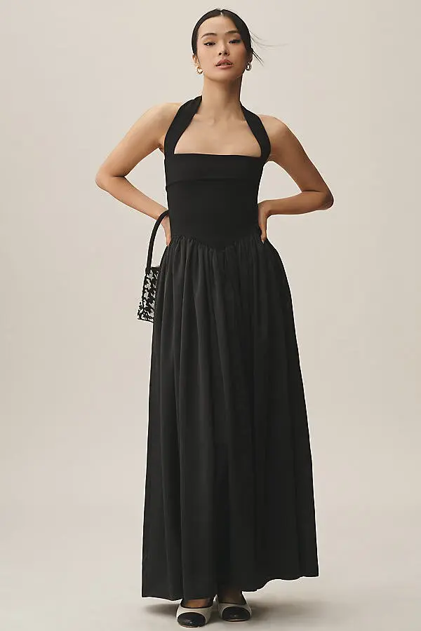 Delfi Collective Megan Halter Maxi Dress In Black - 50% Off | Editorialist