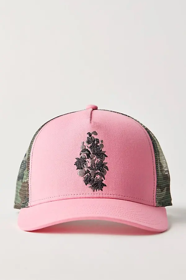 Free People Petal To The Metal Trucker Cap - Pink Camo