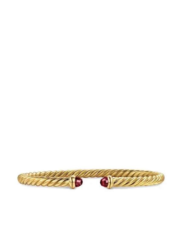 David Yurman 18kt Yellow Cablespira Garnet Cuff - Gold