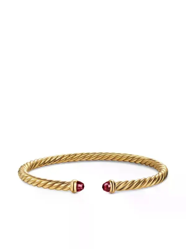 David Yurman 18kt Yellow Cablespira Garnet Cuff