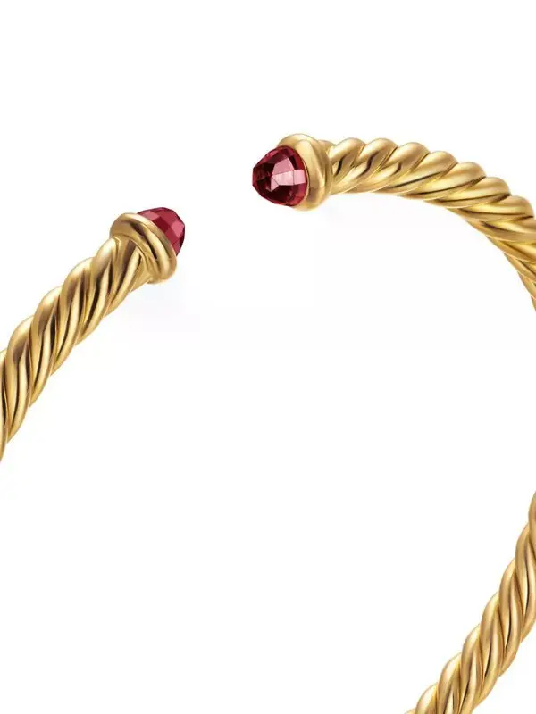 David Yurman 18kt Yellow Cablespira Garnet Cuff