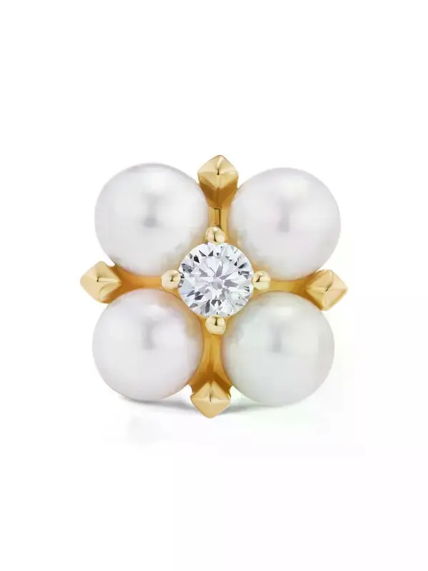 David Yurman 18kt Yellow Pearl And Diamond Stud Earrings