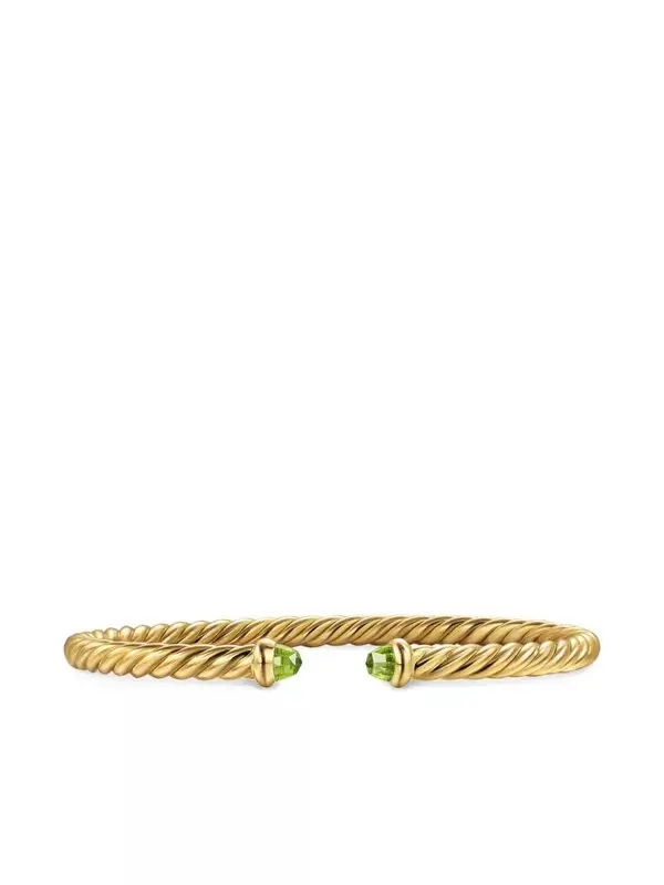 David Yurman 18kt Yellow Cablespira Peridot Cuff - Gold