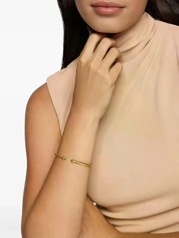 David Yurman 18kt Yellow Cablespira Peridot Cuff - Gold
