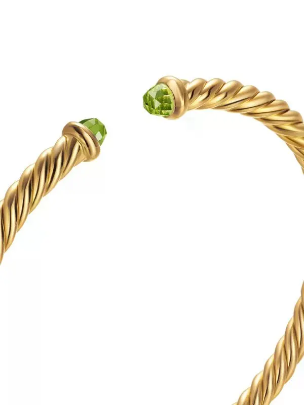 David Yurman 18kt Yellow Cablespira Peridot Cuff - Gold