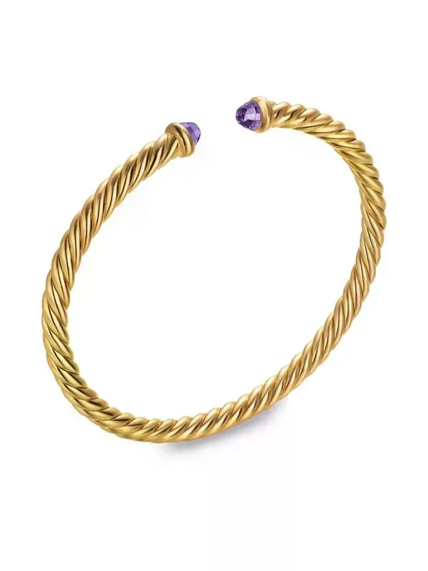 David Yurman 18kt Yellow Cablespira Amethyst Cuff - Gold