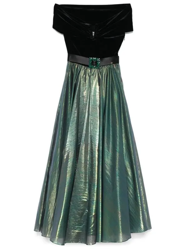 NISSA Chiffon Lamé Maxi Dress