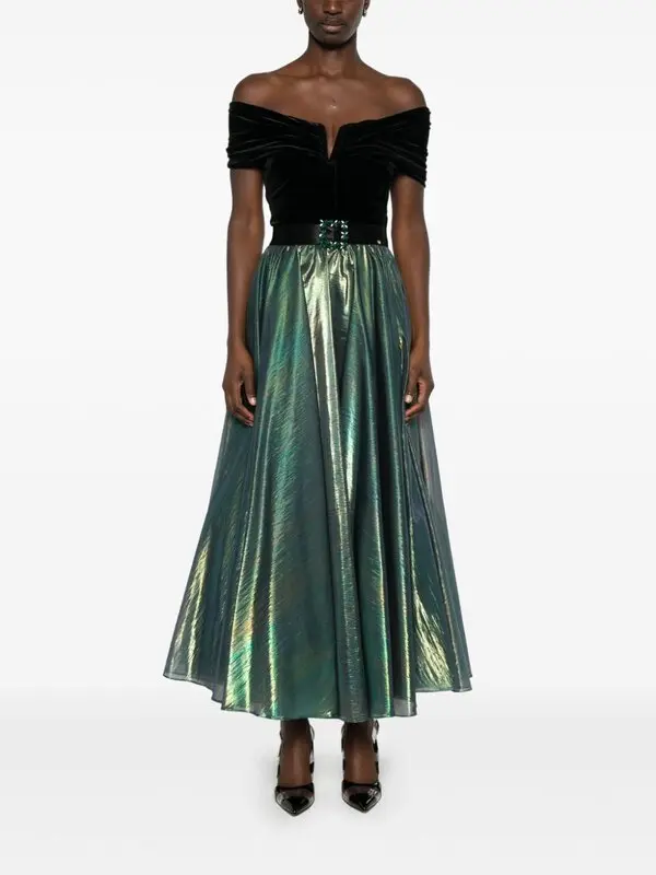 NISSA Chiffon Lamé Maxi Dress