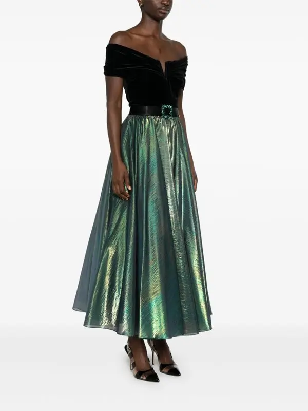 NISSA Chiffon Lamé Maxi Dress