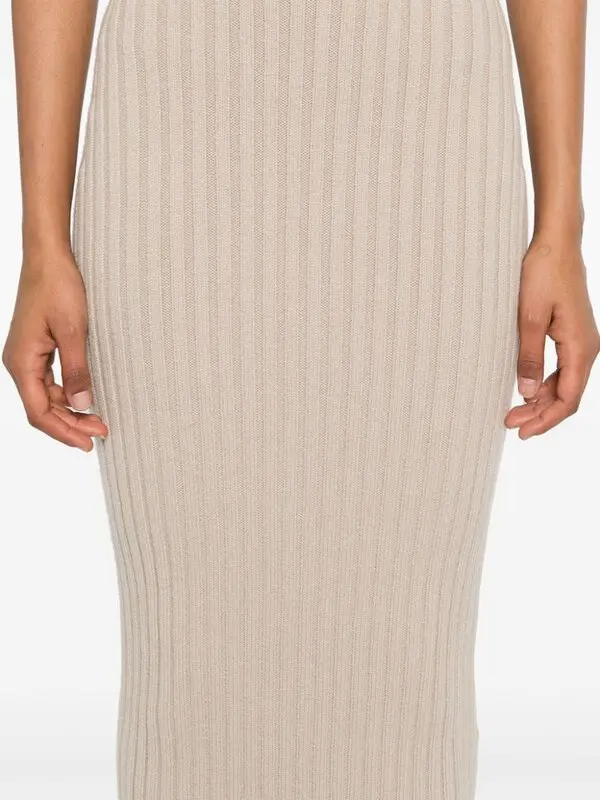 Max Mara Seta Ribbed-knit Midi Skirt - Neutrals