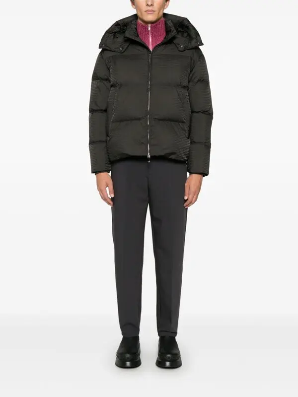 Emporio Armani Logo-lettering Hooded Down Jacket - Green