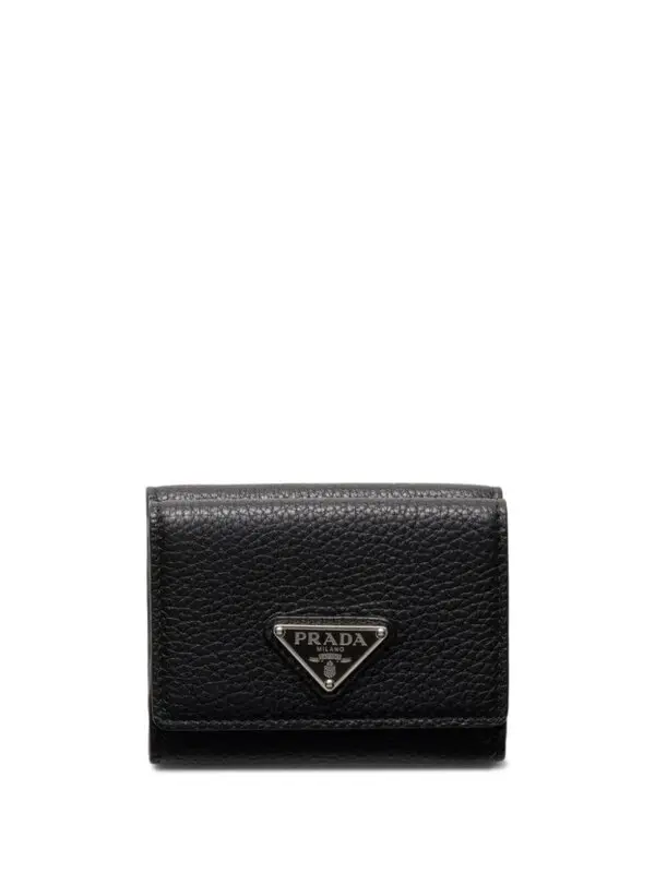 Prada Small Enamel Triangle-logo Wallet - Black