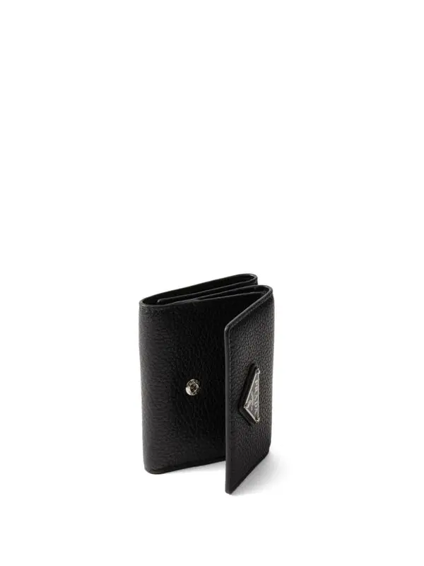 Prada Small Enamel Triangle-logo Wallet - Black