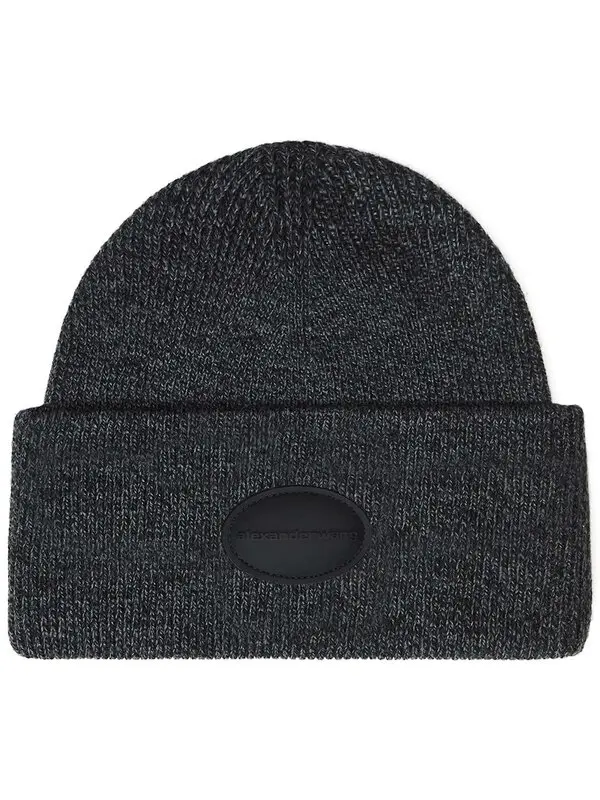 Alexander Wang Ribbed Beanie With Logo Patch - Charcoal