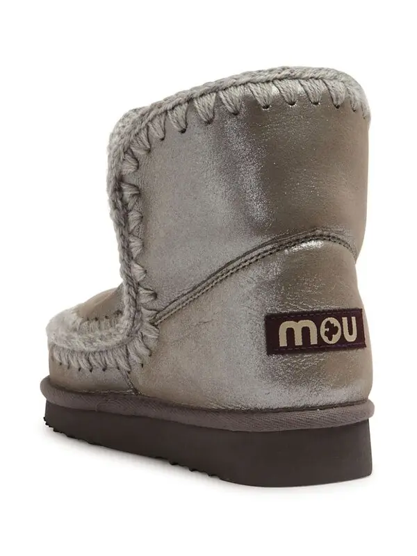 Mou Sheepskin Ankle Boots With Metallic Finish - Grey