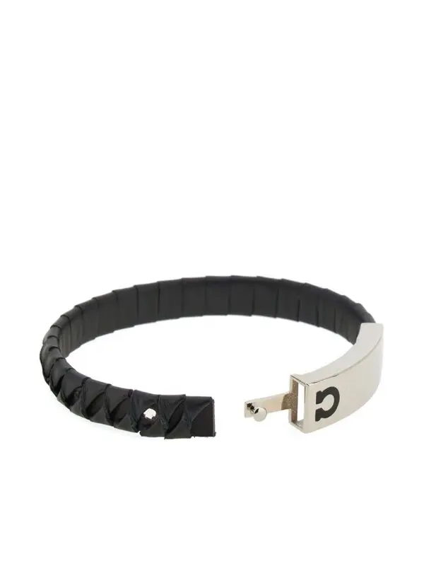 FERRAGAMO Gancini Leather Bracelet - Black