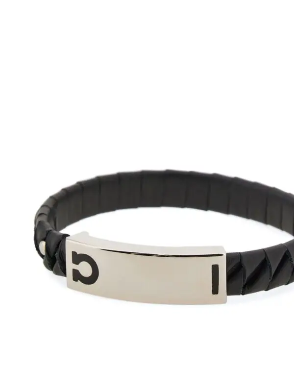 FERRAGAMO Gancini Leather Bracelet - Black