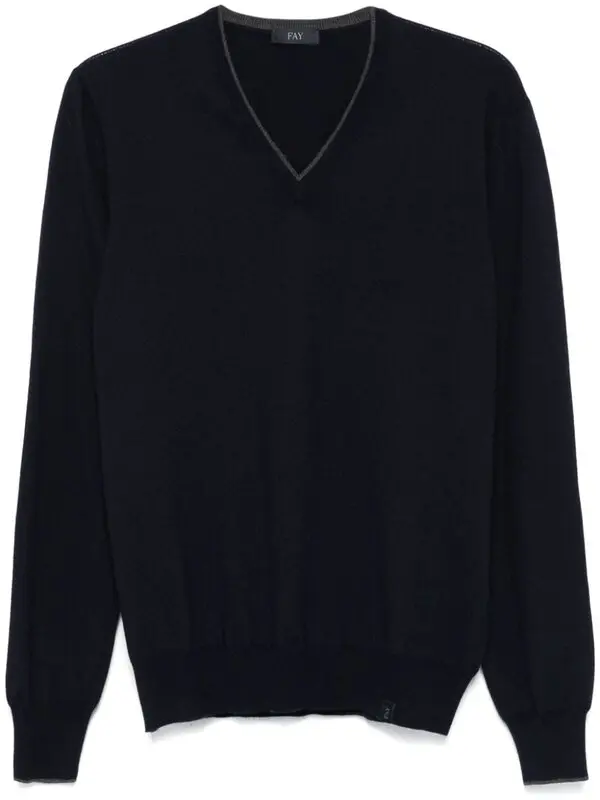 FAY V-neck Sweater - Blue