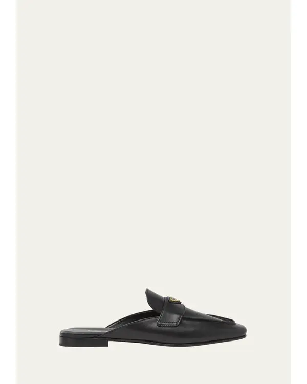 Prada Vitello Leather Mule Loafers - Nero