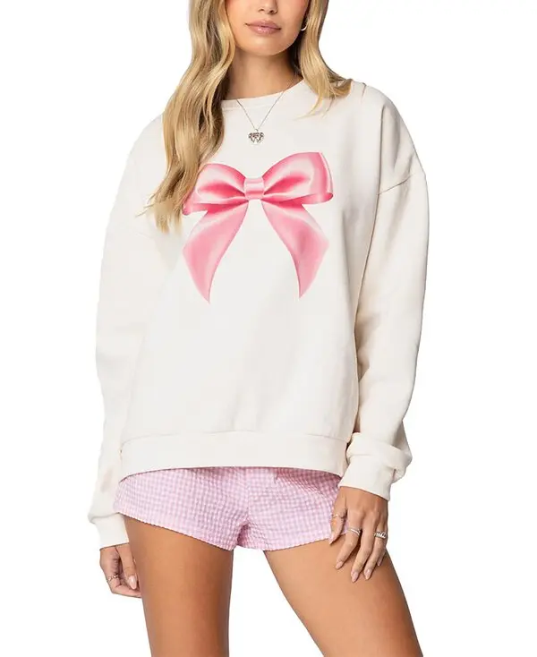 EDIKTED Bow Printed Sweatshirt