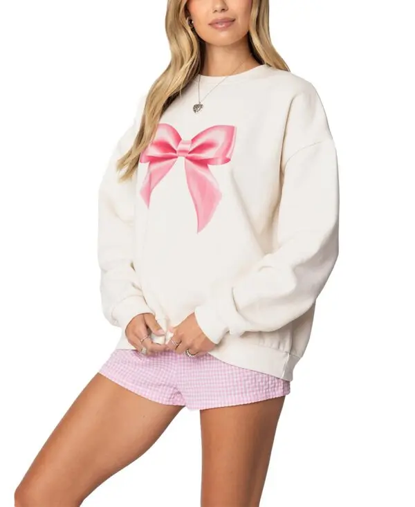 EDIKTED Bow Printed Sweatshirt