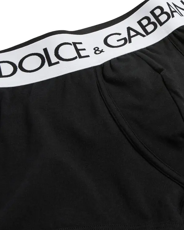 Dolce & Gabbana Cotton Blend Logo Waistband Boxer Briefs - Black
