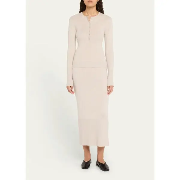 Anna Quan Gia Ribbed Knit Midi Skirt