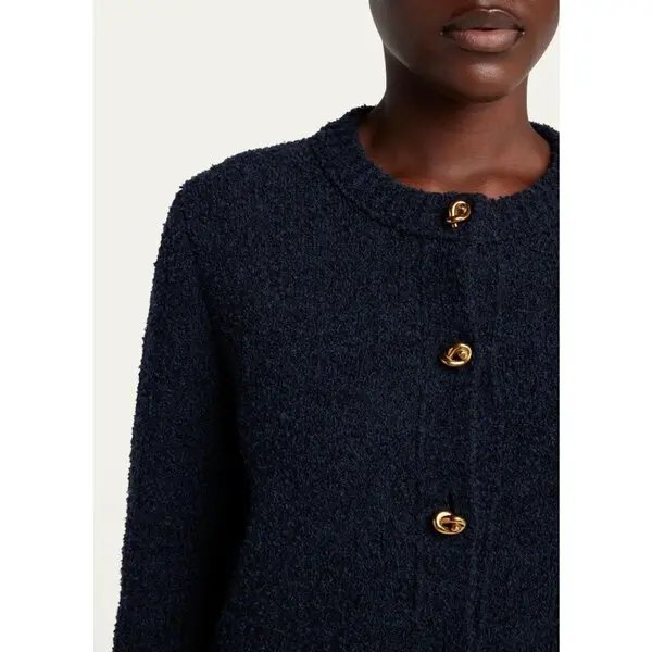 Bottega Veneta Knot-button Boucle Knit Cardigan - Navy
